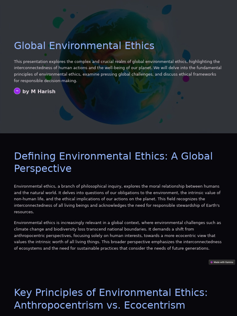 Global Environmental Ethics | PDF | Sustainability | Environmental Ethics