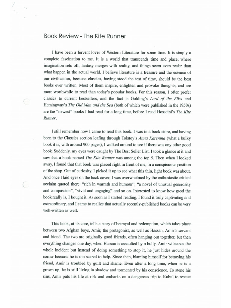 Book Review The Kite Runner | PDF