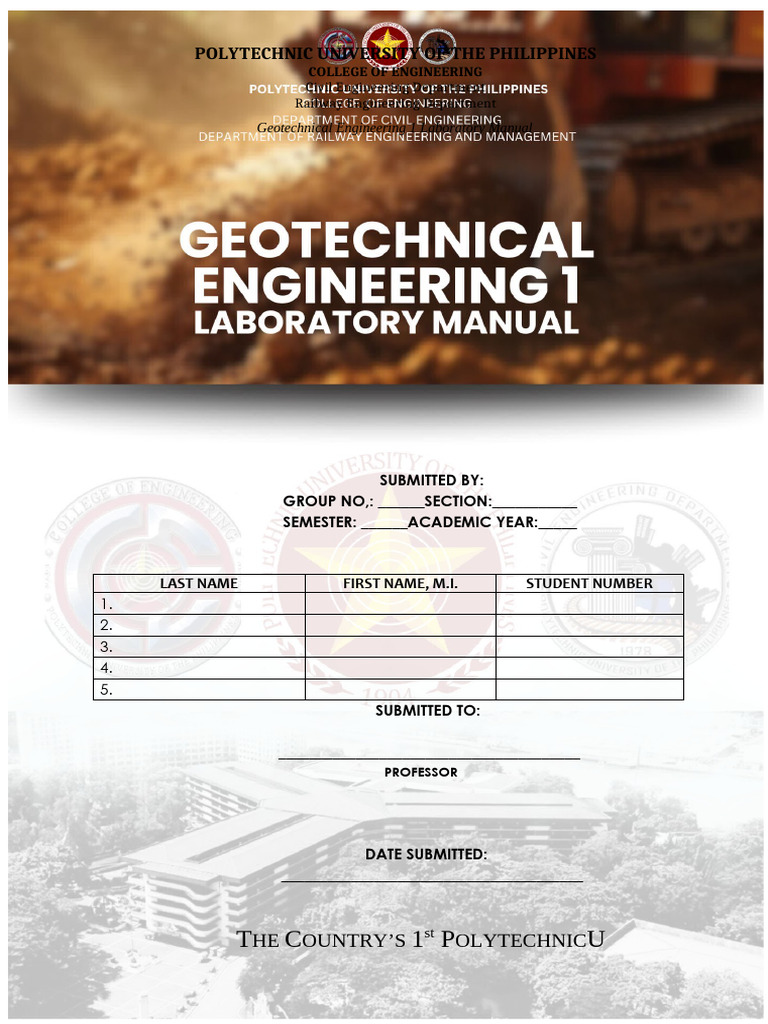 Geotech Engineering 1 Laboratory Manual | PDF | Experiment | Engineering