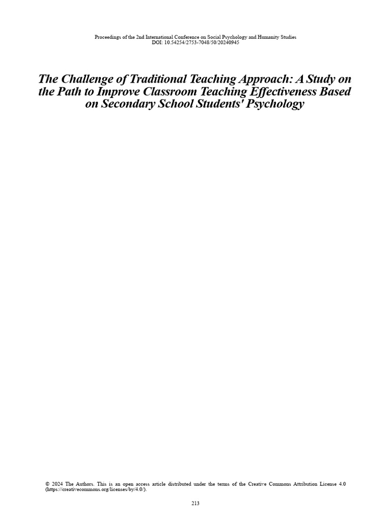 The Challenge of Traditional Teaching Approach A S | PDF | Learning ...