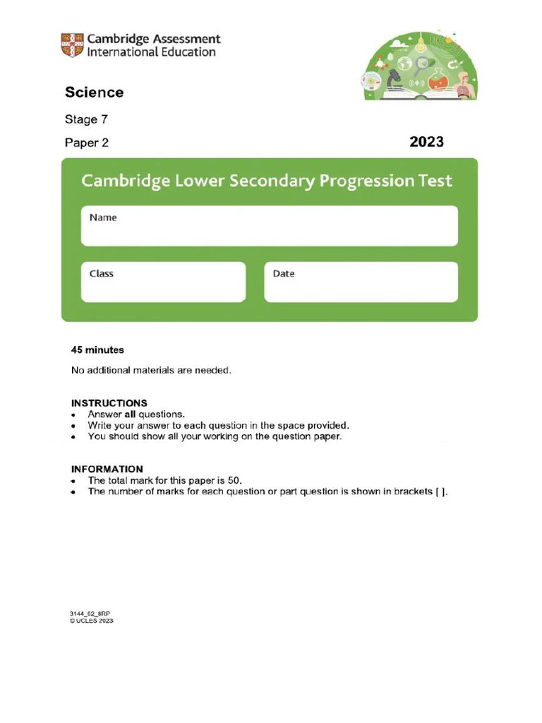 Y7 Science Progression 2023 Paper 2 | PDF