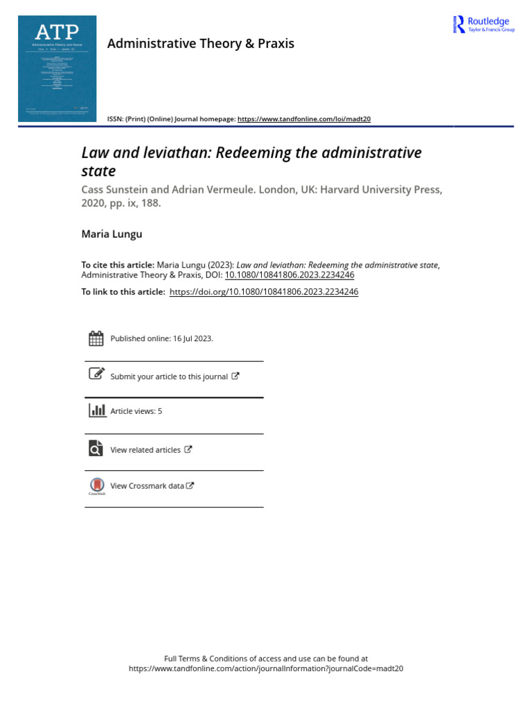 Law and Leviathan Redeeming The Administrative State | PDF | Rule Of ...