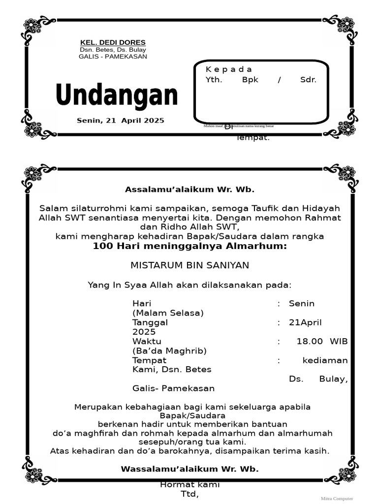 Undangan F4 Haul | PDF