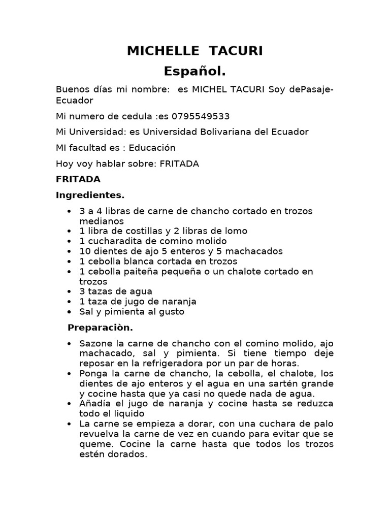 Michelle Tacuri | PDF | Alimentos | Cocina occidental