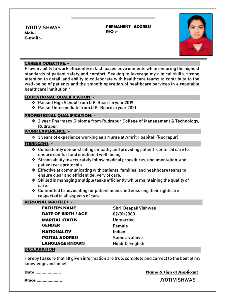 Resume of Jyoti Vishwas | PDF