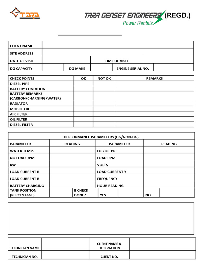Fsr Format Tara Genset (1) (1) | PDF