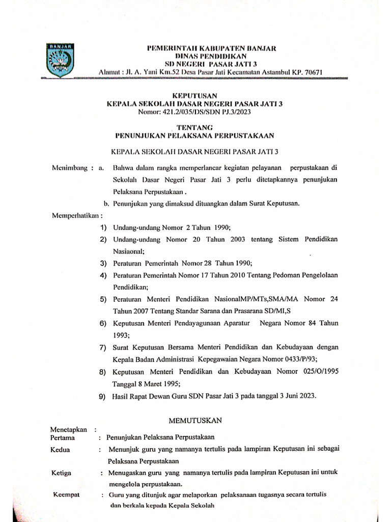 SK Pengelola perpust PJ3 | PDF