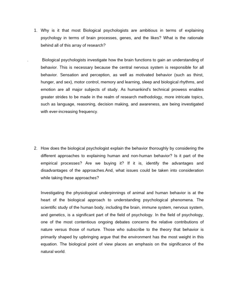 Biological Psychology: Brain and Behavior Insights | PDF ...