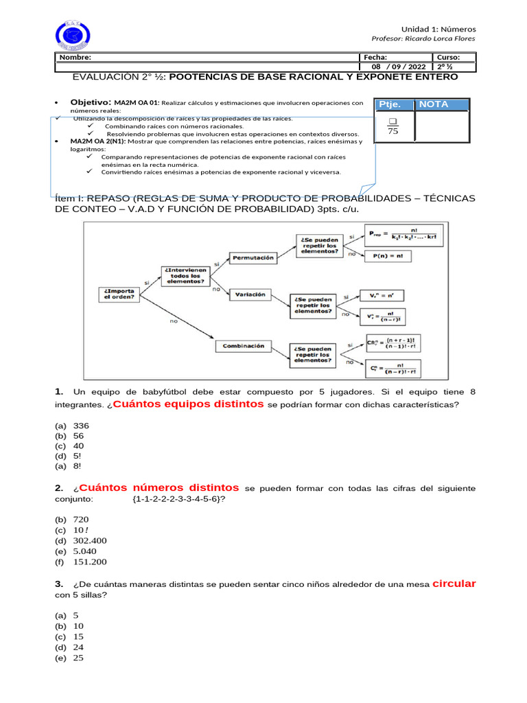 Ev7 - Potencias y Raíces | PDF | Exponenciación | Objetos matemáticos