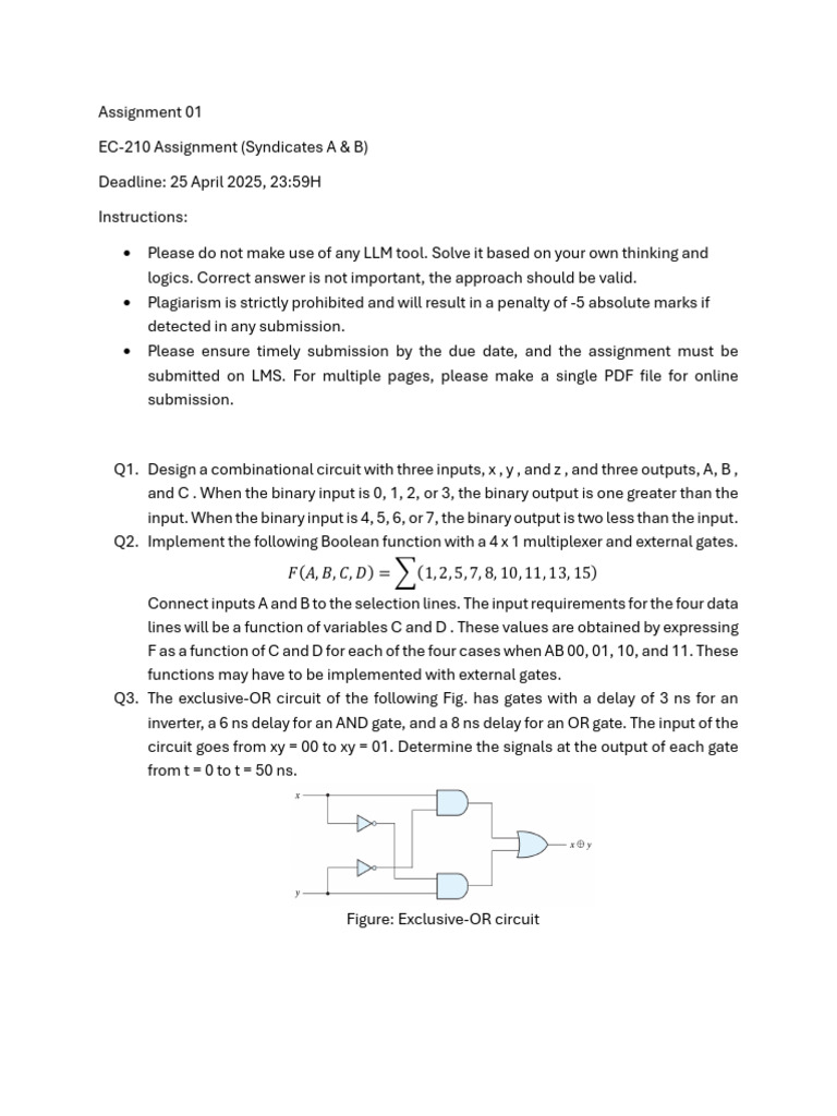 EC-210 Assignment: Circuit Design & Logic | PDF