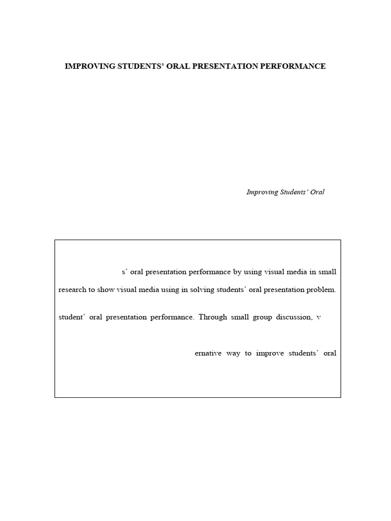 Improving Students Oral Presentation Performance | PDF | Public ...