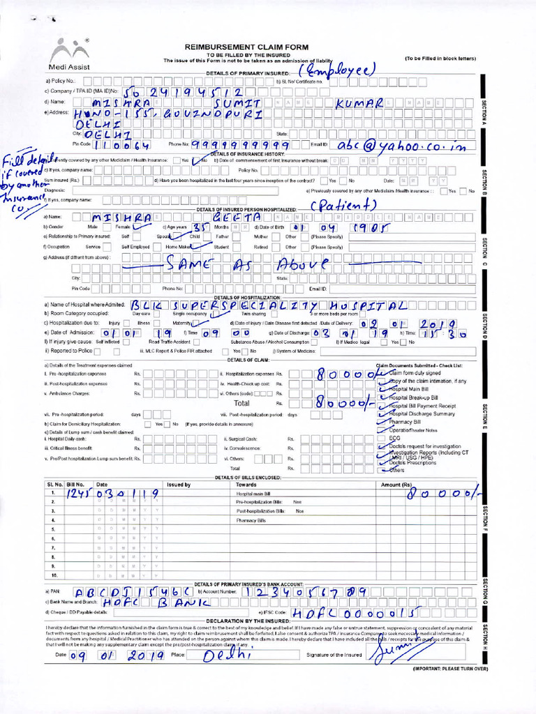 sample claim form | PDF