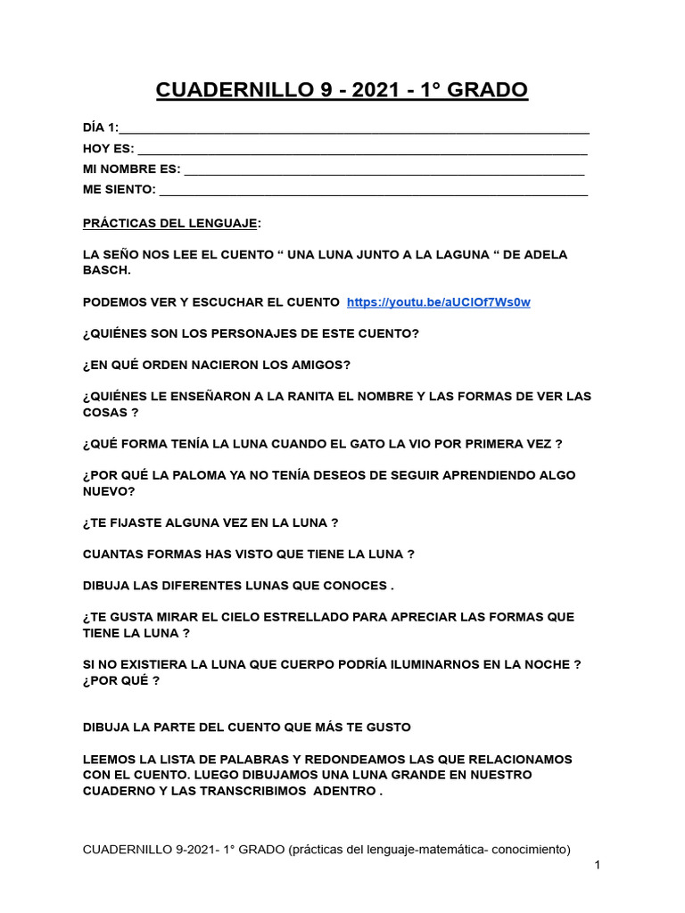 Cuadernillo 9 - 2021 - 1° Grado | PDF