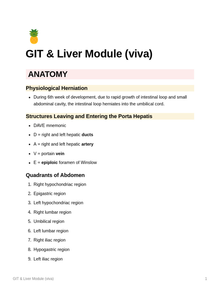 GIT and Liver Anatomy Overview | PDF | Stomach | Pancreas