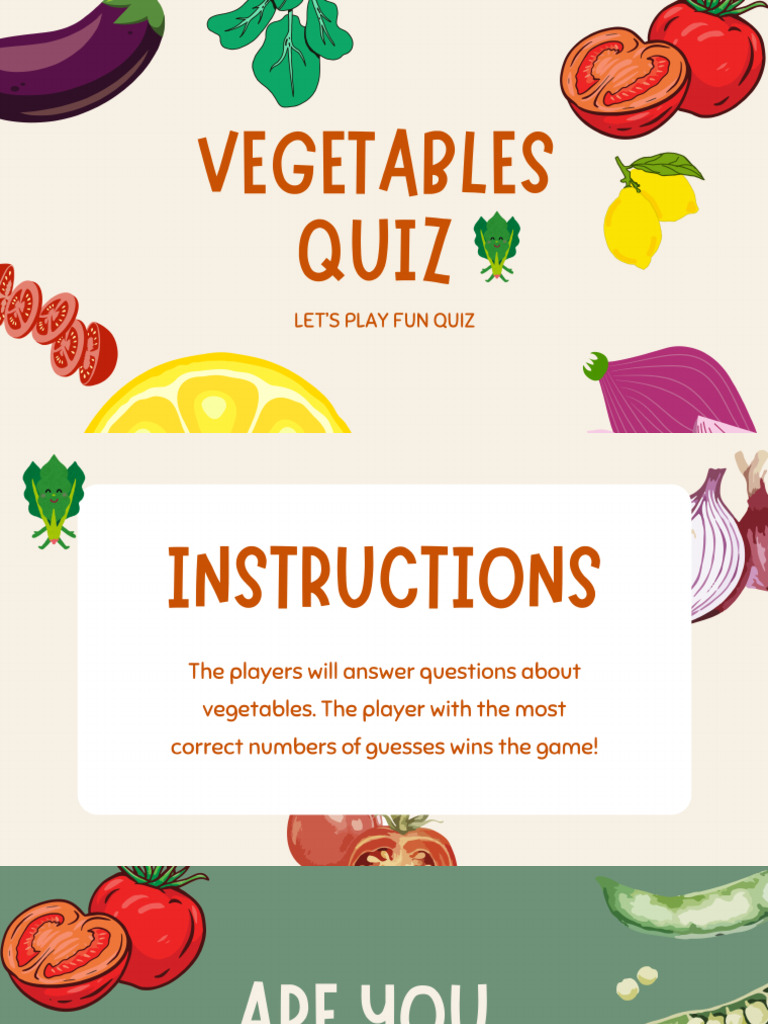 Beige and Red Playful Illustrative Vegetables Quiz Presentation | PDF