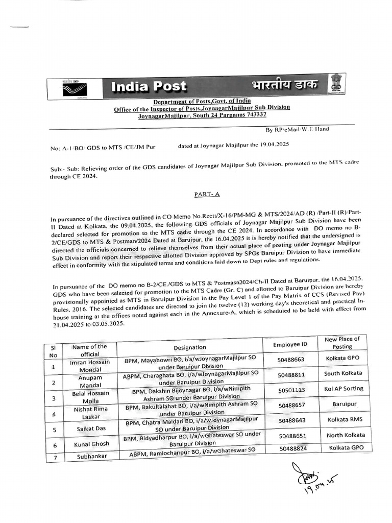 GDS to MTS Promotion Notification 2024 | PDF