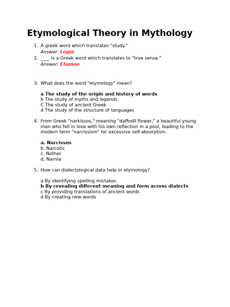 Etymological Theory in Mythology | PDF