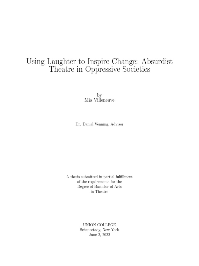 Using Laughter To Inspire Change - Absurdist Theatre in Oppressive | PDF