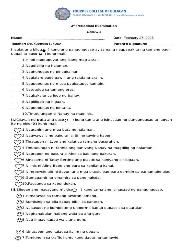 3rd and 4th Periodical Examination | PDF