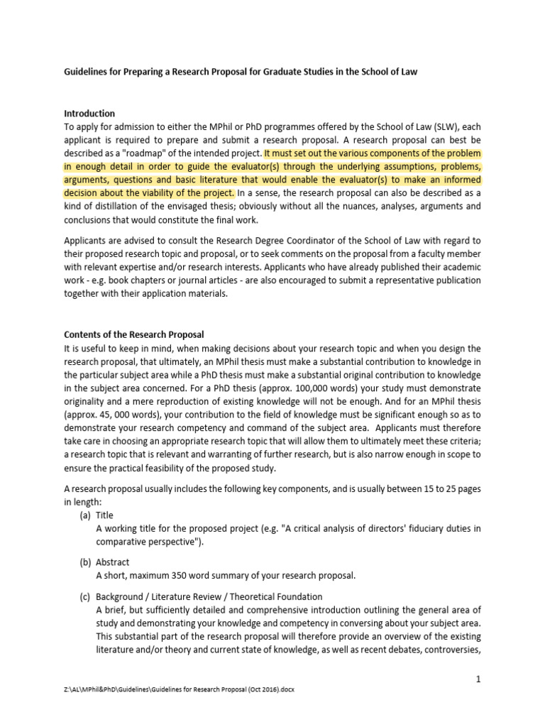 Research Proposal Guidelines for Law Students | PDF | Thesis | Methodology