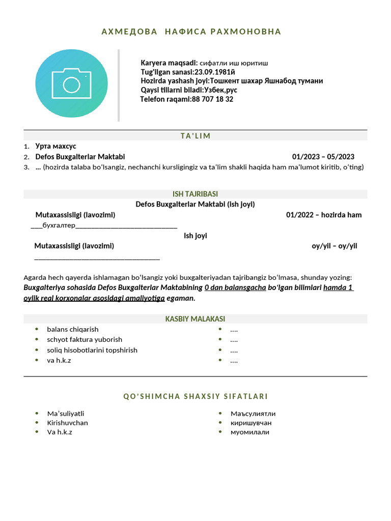 Rezyume Namuna | PDF