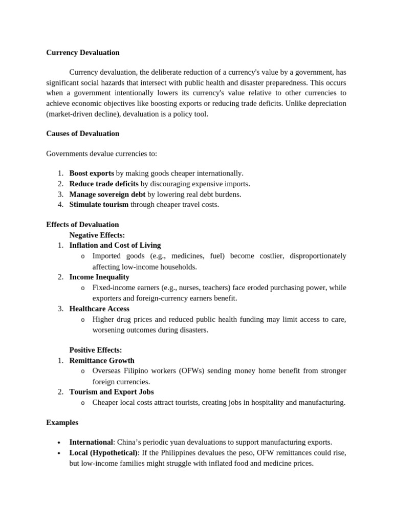 Impact of Currency Devaluation on Society | PDF | Cost Of Living ...