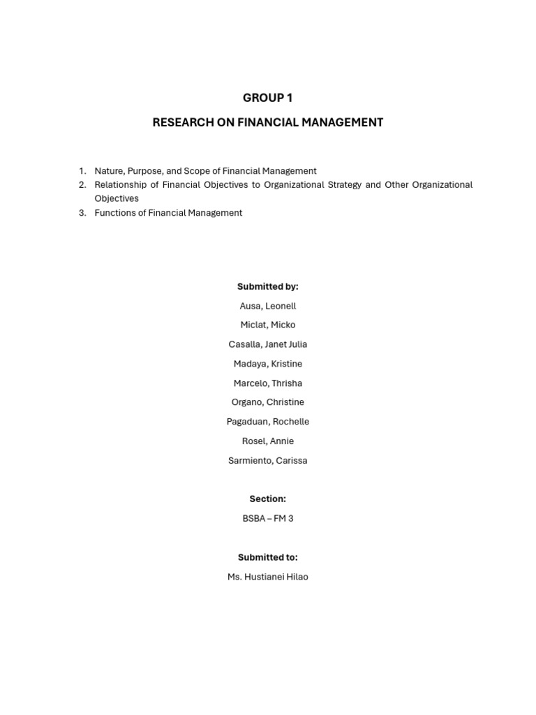 Financial Management: Goals and Scope | PDF | Investing | Strategic ...