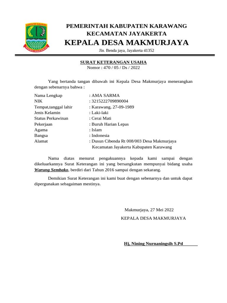 SKU (Surat keterangan usaha) | PDF