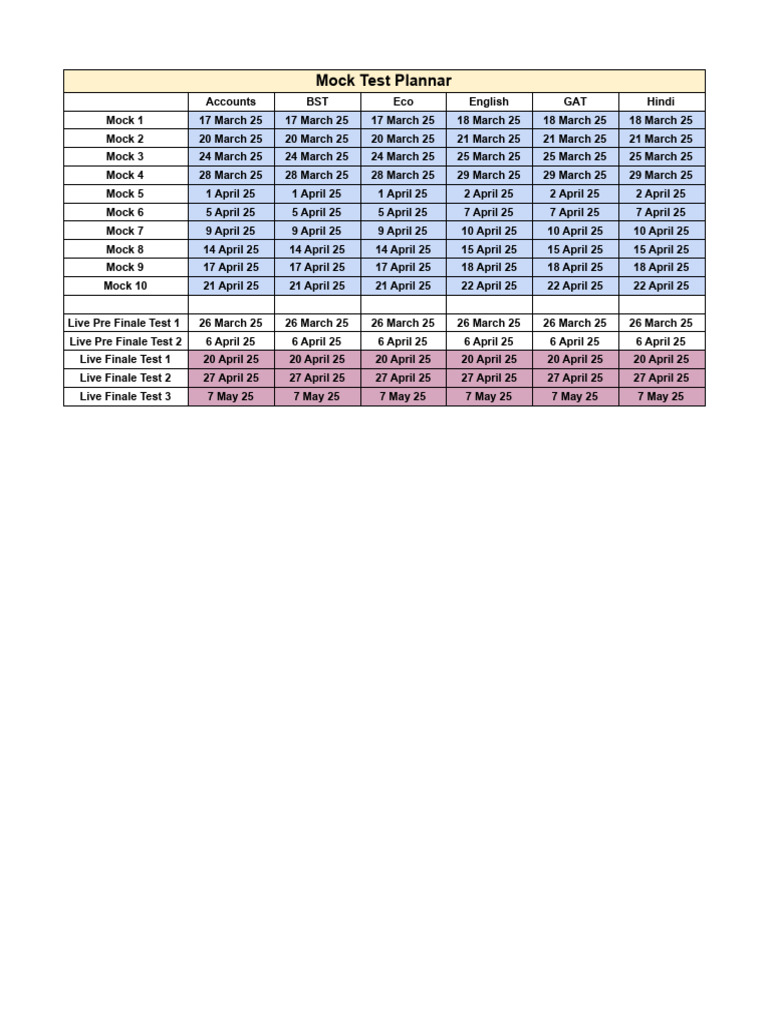 Pratigya Batch Mock Planner | PDF