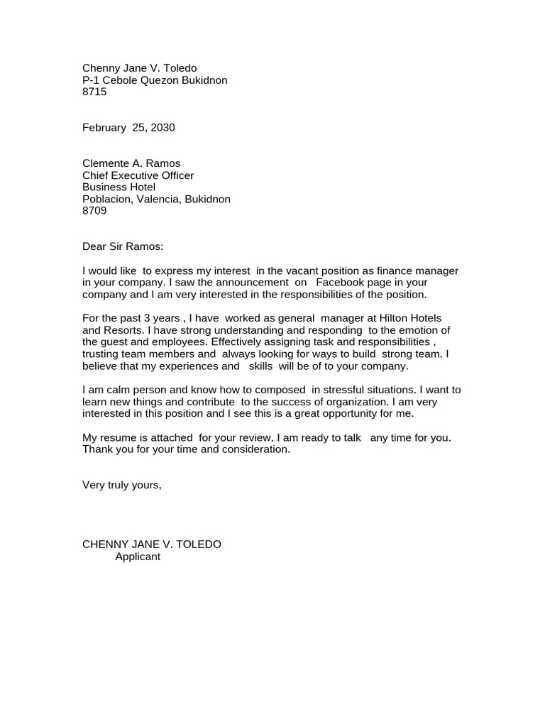APPLICATION LETTER | PDF