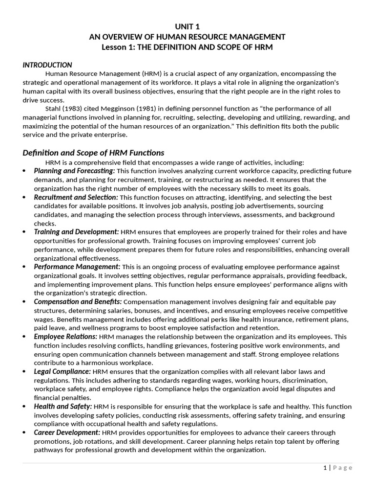 Overview of Human Resource Management | PDF | Human Resource Management ...