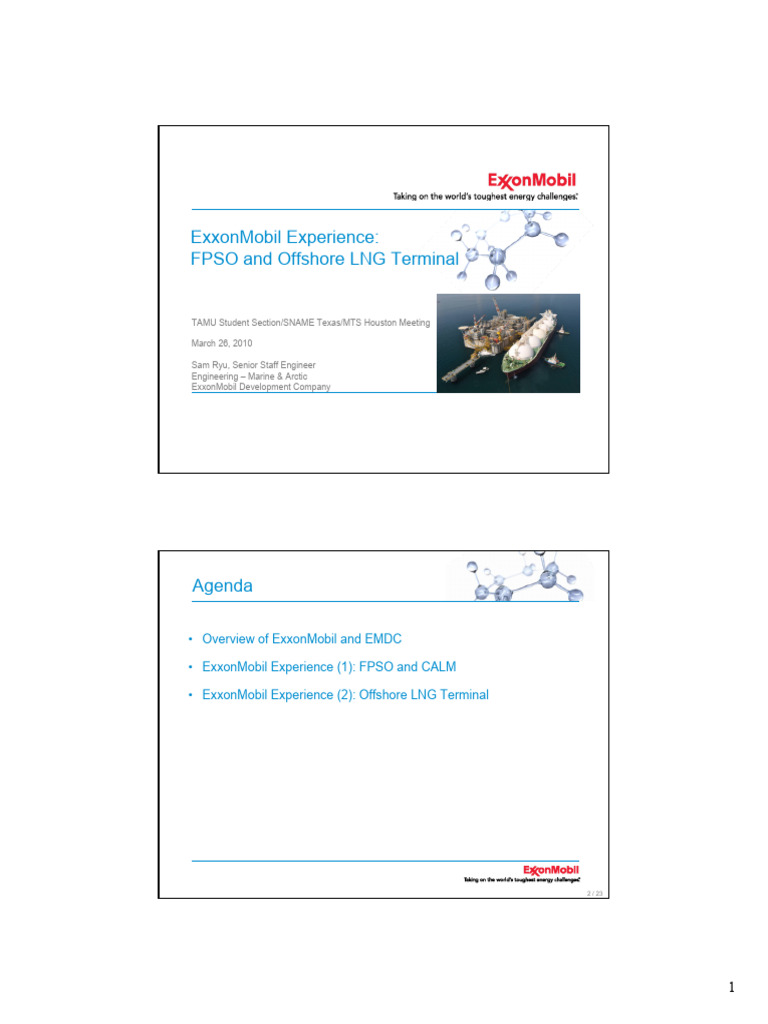 ExxonMobil Experience - FPSO and Offshore LNG Terminal | PDF ...