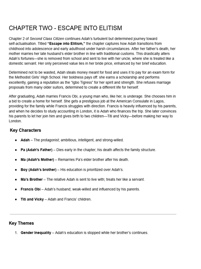 Second Class Citizen - Chapter Two | PDF | Marriage | Gender Role