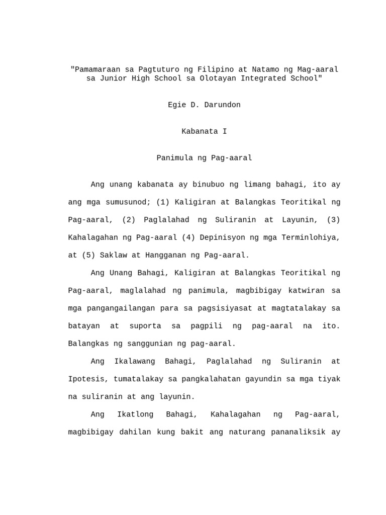 KABANATA-I-and-2-DARUNDON, EGIE D.-FILIPINO-MAT | PDF