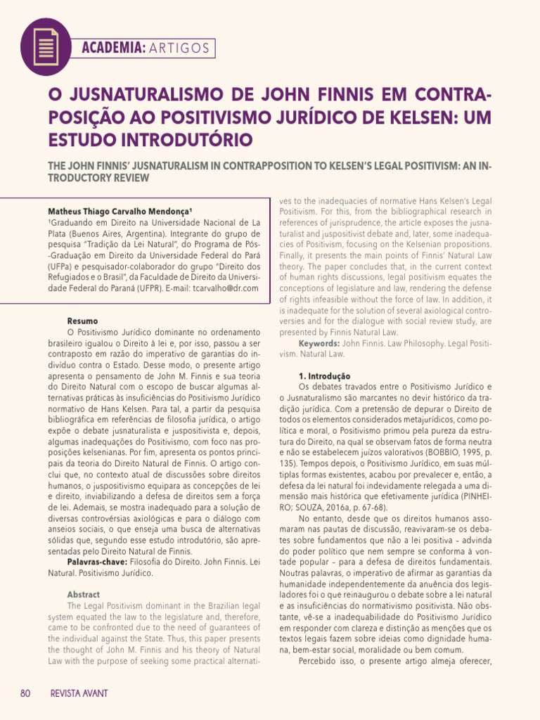 Finnis e o Jusnaturalismo vs. Positivismo | PDF | Lei Natural | Justiça