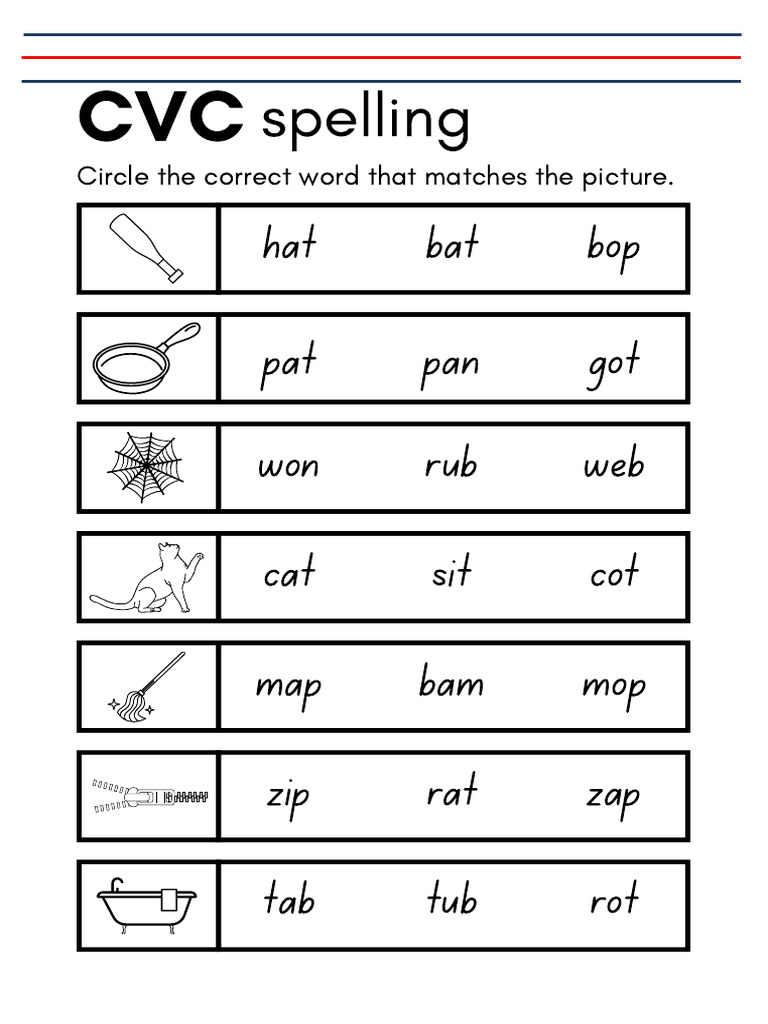 CVC Spelling Worksheet | PDF