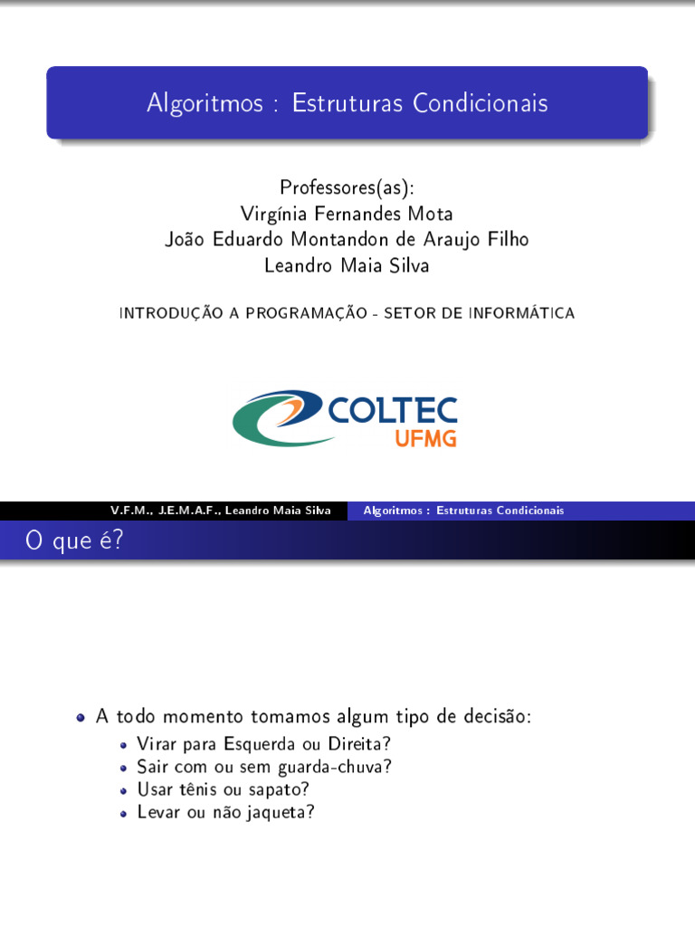 Aula02 - Algoritmos - Estruturas Condicionais | PDF | Algoritmos ...