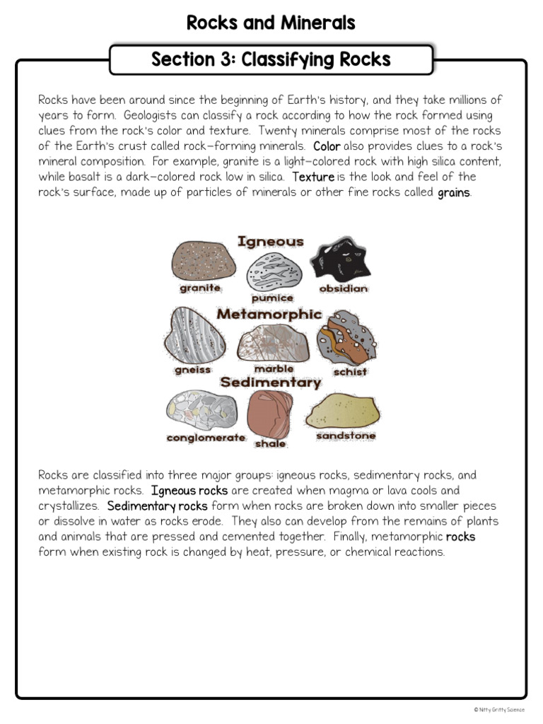 Section 3 Classifying Rocks | PDF | Rock (Geology) | Igneous Rock