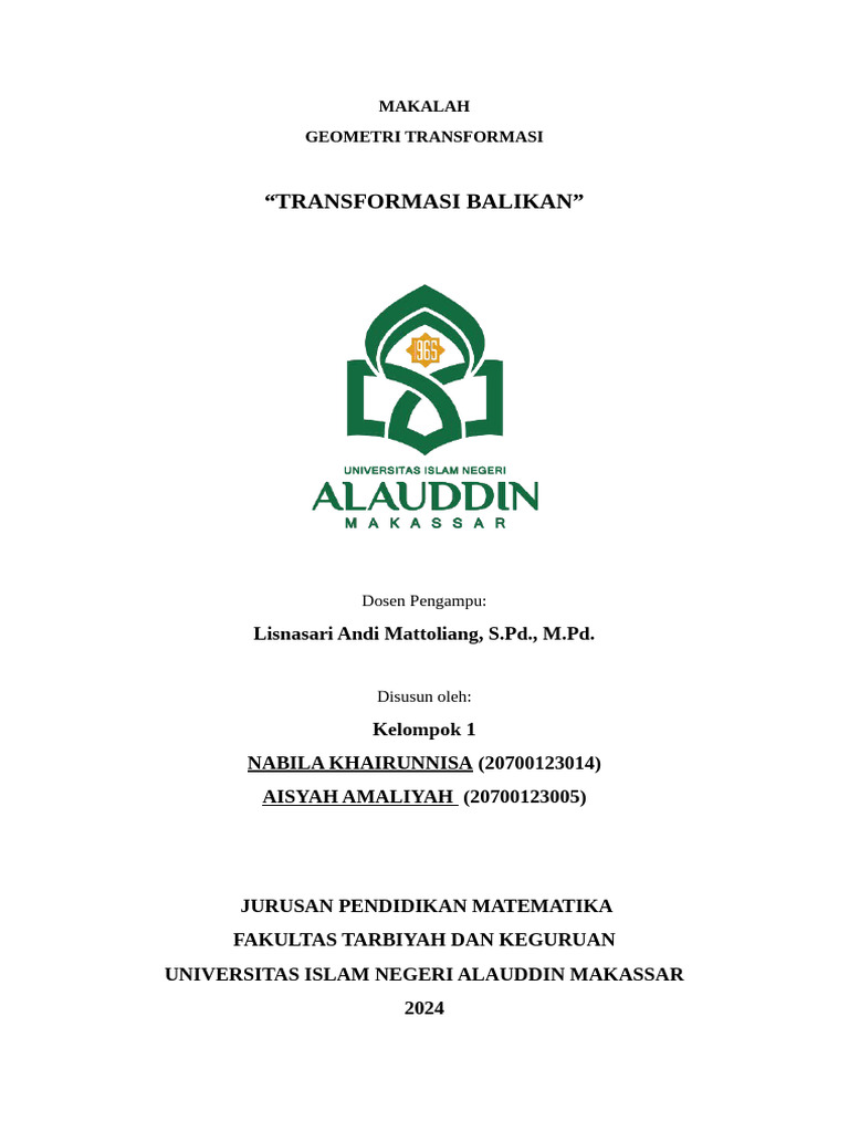 Transformasi Balikan - Geotrans | PDF