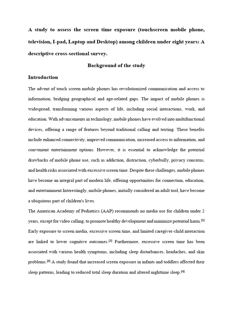 Screen Use Exposure Amongst Children Under 8 Years | PDF | Sleep ...