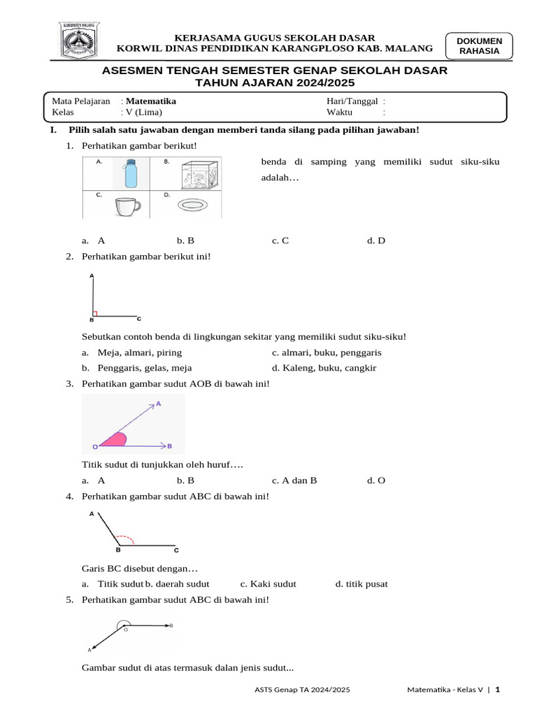 SOAL ASTS II Kelas 5 Matematika | PDF