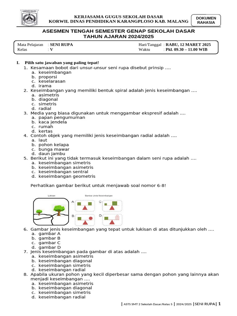 SOAL - ASTS II - Kelas 5 - Seni Rupa | PDF
