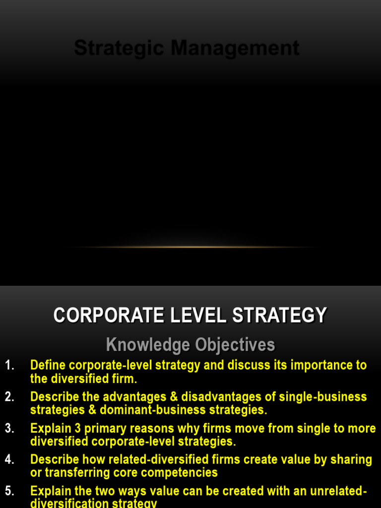 Strategic Management 0 Theory - Corporate Level Strategy | PDF ...