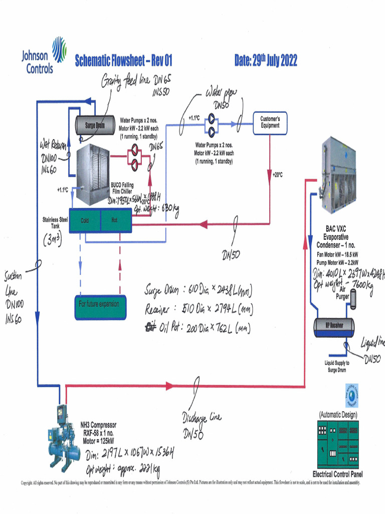 Schematic Diagram (With Pipe Sizes) | PDF