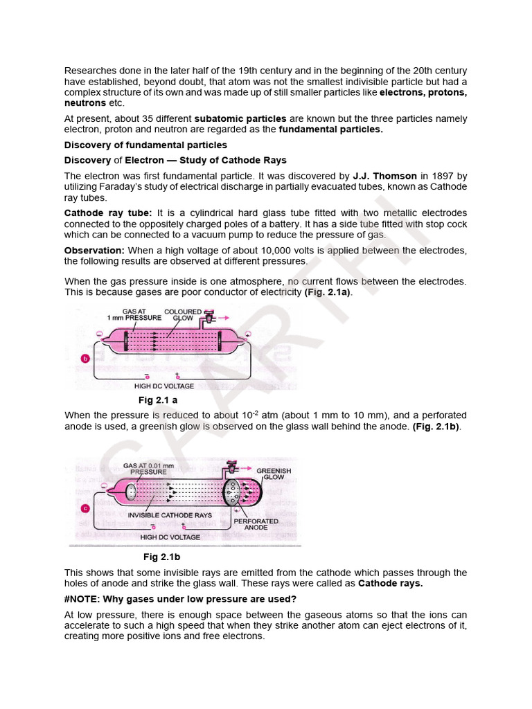 1 Structure of atom-discovery of electron | PDF | Electron | Cathode
