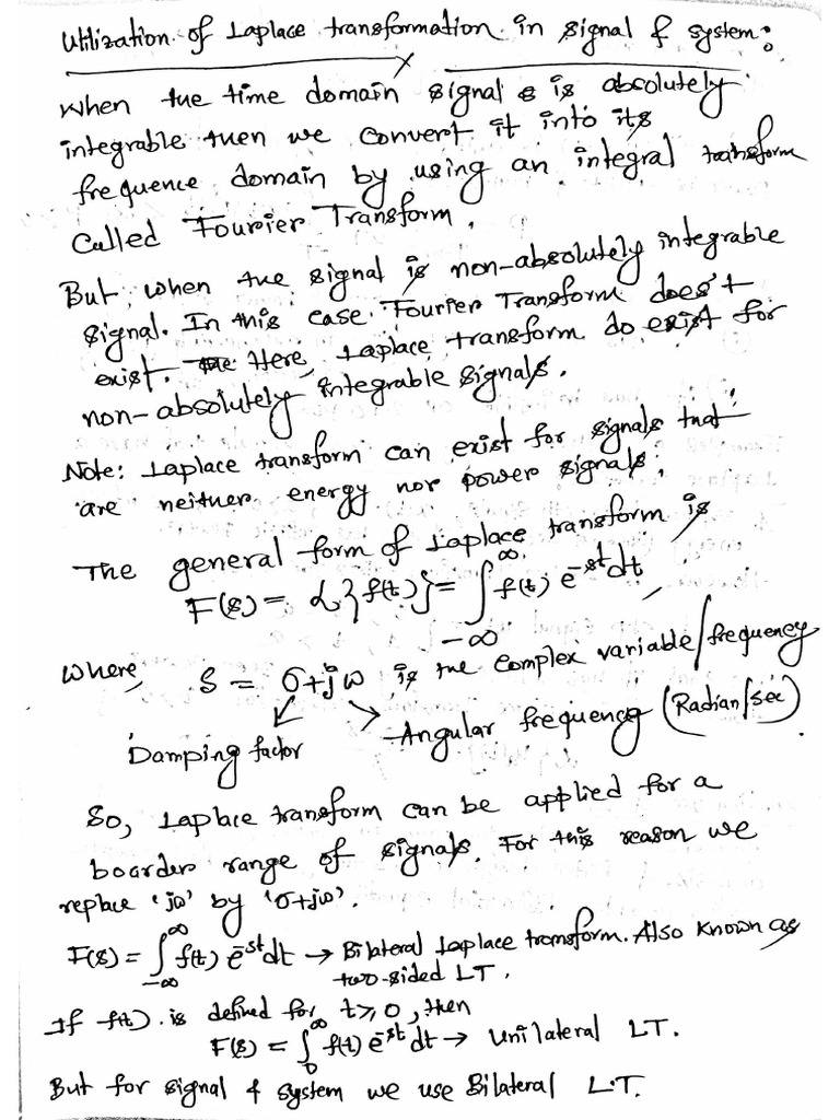 Laplace Transform Note | PDF