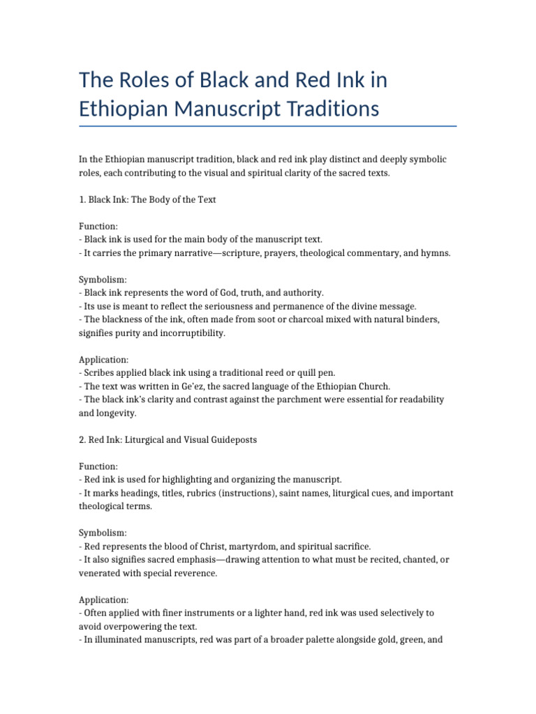 Roles_of_Black_and_Red_Ink_Ethiopian_Manuscripts | PDF | Liturgy | Manuscript