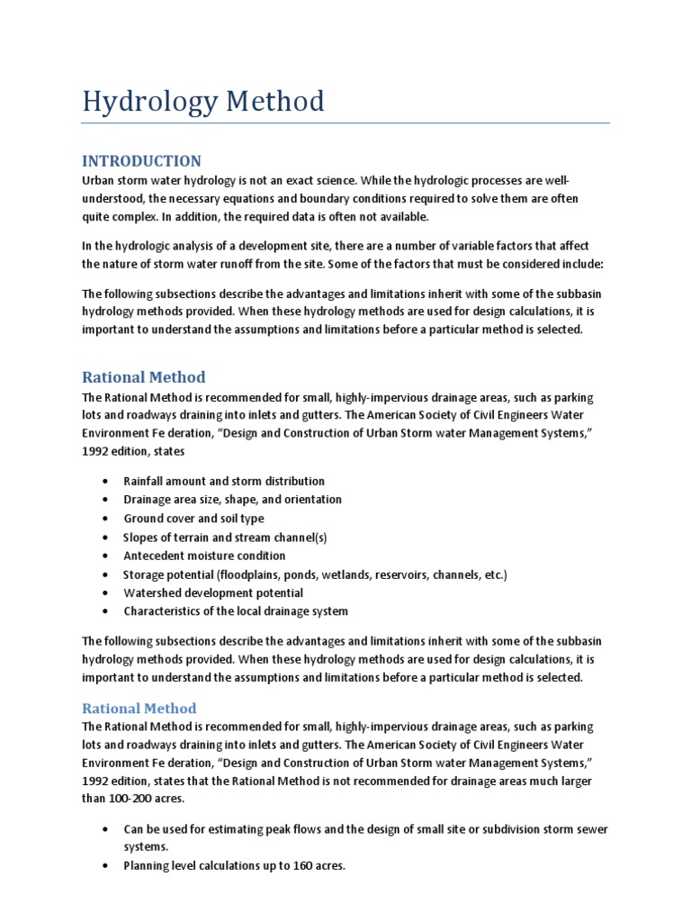 Time of Concentration Methods | Download Free PDF | Drainage Basin ...