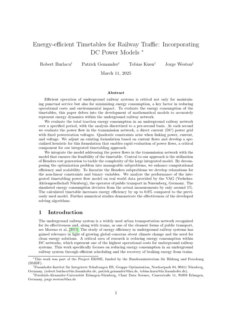 Burlacu, R. Etc (2024) - Energy-Efficient Timetables For Railway ...