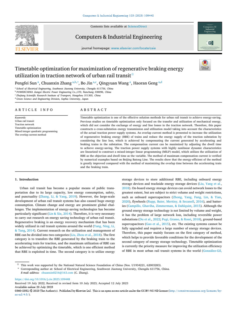 Sun P Etc 2023 Timetable Optimization For Maximization Of Regenerative Braking Energy